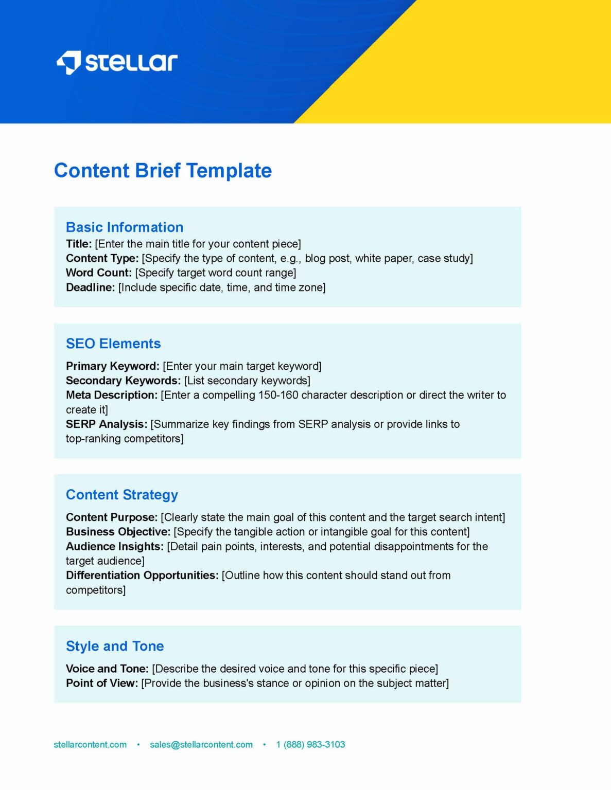 Content Brief Template | Stellar